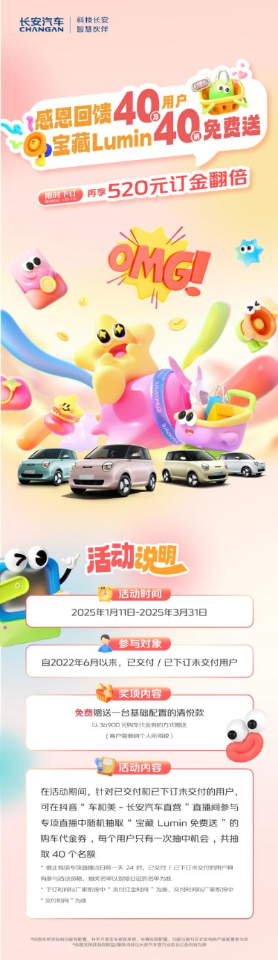 40万用户的信赖见证，长安Lumin大回馈首批10台新车惊喜送达-新华网